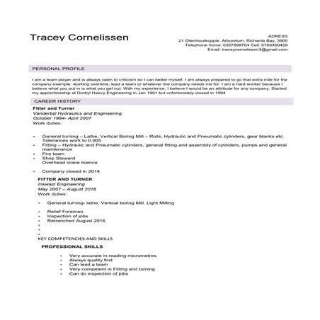 Tracey Cornelissen CV | PDF