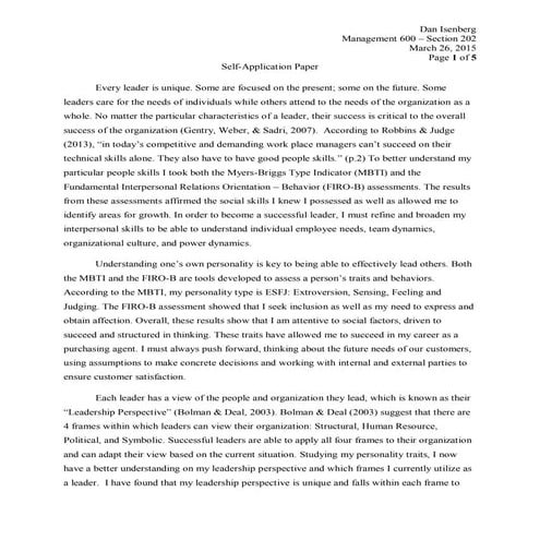 Self-Application Paper - Dan Isenberg | PDF