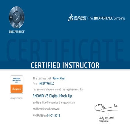 CERTIF-ENOVIA-INSTRUCTOR-V5 Digital Mock up | PDF
