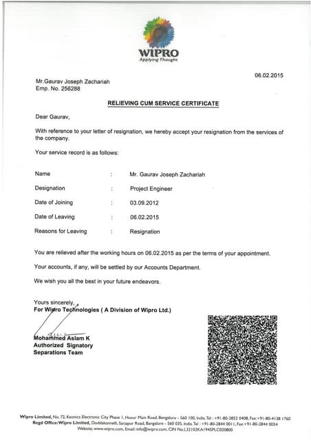 tcs experience letter | PDF