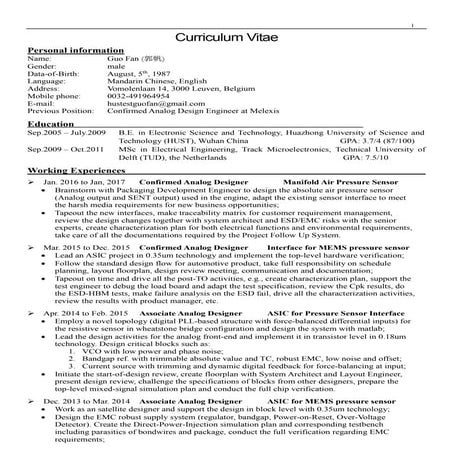 CV_GUOFAN_201701 | PDF | Technology & Computing