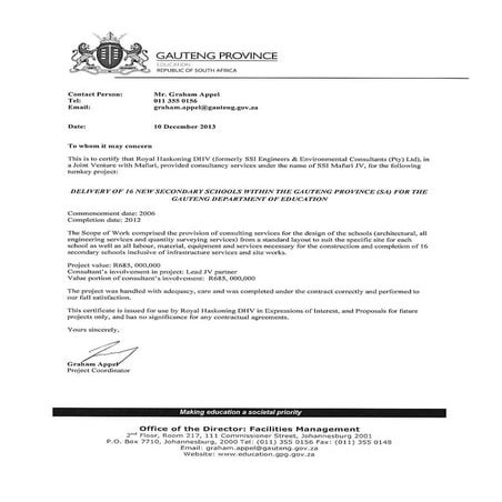 Client Letter _ GDE - 16 Schools - Graham Appel | PDF