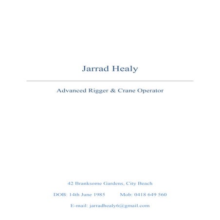 jarrad healy resume2016 | DOC