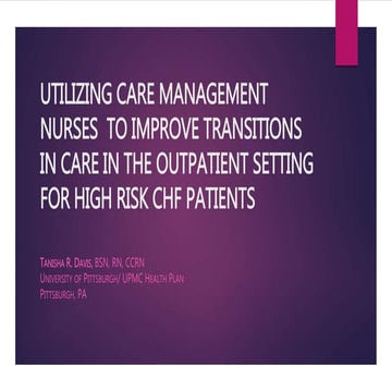 Utilizing Care Management Nurses to Improve Transitions in Care in the ...