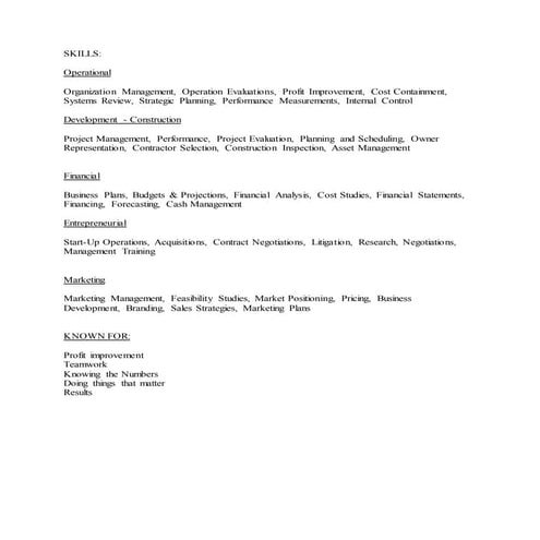 Skills Summary 2016 | DOCX | Business Administration | Business