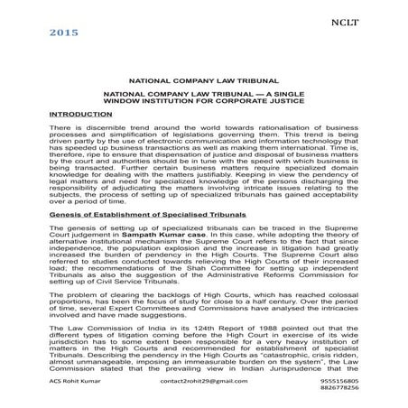 Article on NCLT | PDF