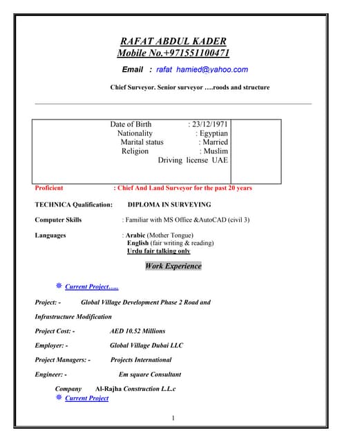 jamal zain c.v - | DOCX | Civil Engineering Industry | Industries