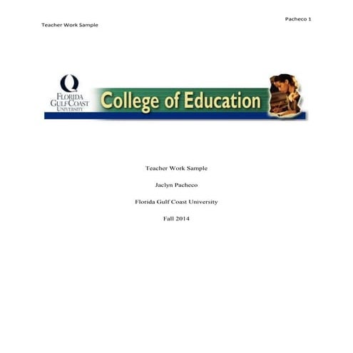 Teacher Work Sample | PDF