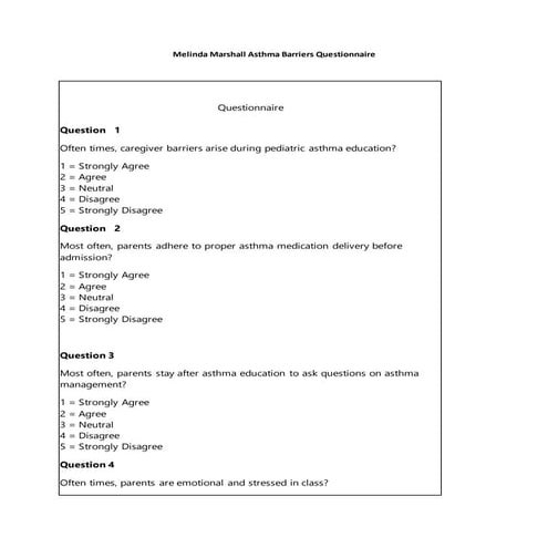 Asthma Barriers Questionnaire | DOCX
