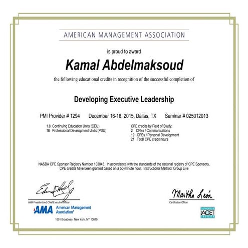 AMA Certificate | PPT