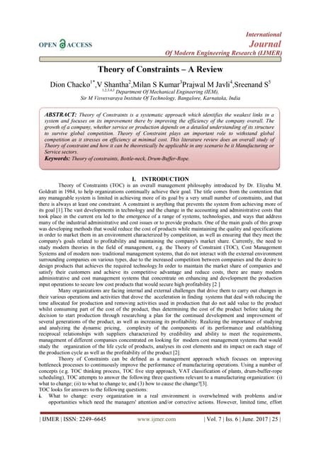 Bottleneck Analysis Theory Of Constraints (TOC) | PPTX