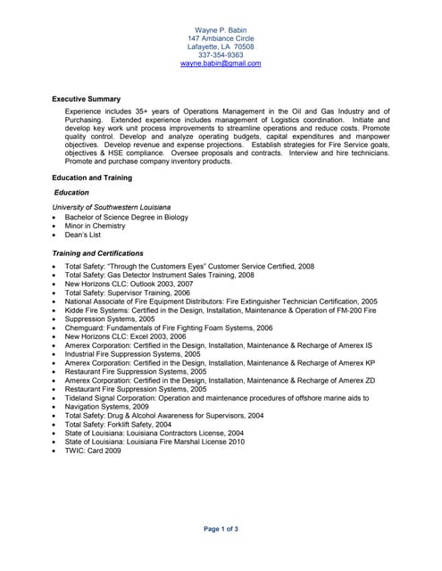 Wayne Babin presentations