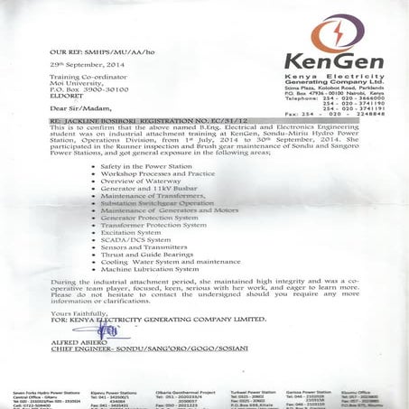 kengen recommendation letter | PDF
