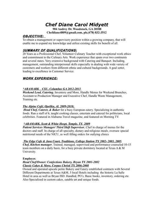 Catering Resume.PDF | Bars & Restaurants | Attractions