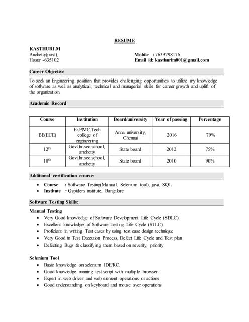 kowsi resume-1 | DOC | Programming Languages | Computing
