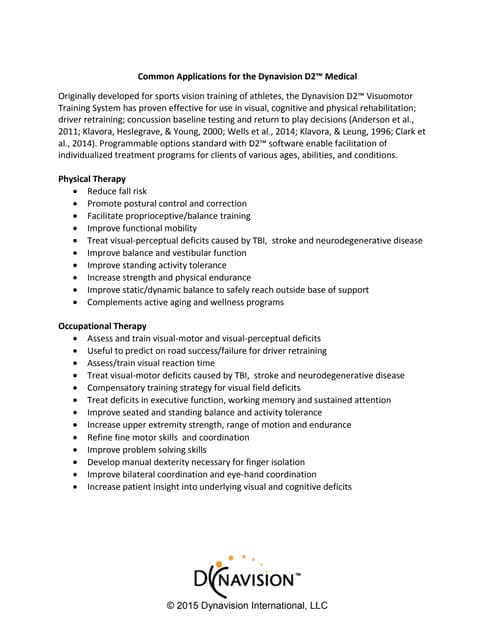 Dynavision D2 Neuro-Cognitive Evaluation for Concussion Management | PDF