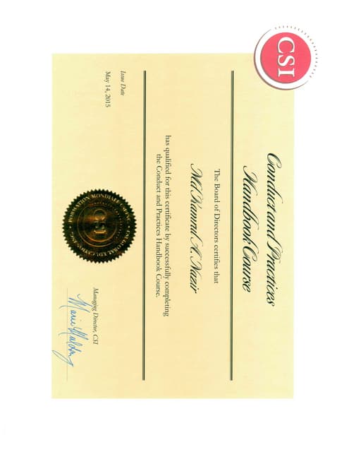 CSC Certificate | PDF