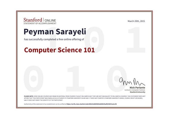 Certificate cs101 | PPT