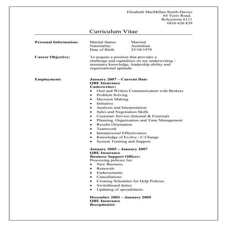 Liz CV | DOC | Business | Business and Finance