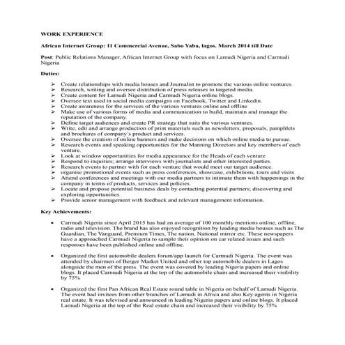 WORK EXPERIENCE | PDF