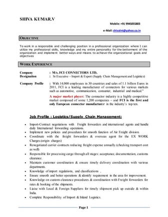 Cv Shibu George Logistics | PDF