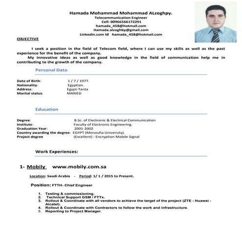 CV Hamada Alzoghby 2015- | PDF