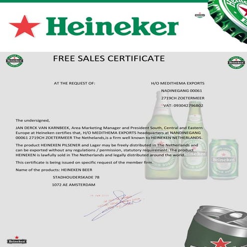 AUTHORISATION CERTIFICATE TO SELL HEINEKEN | PDF