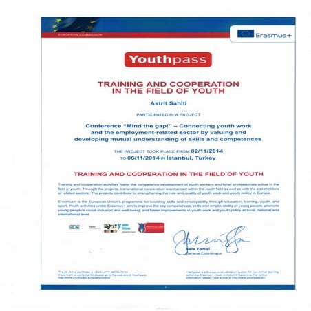 Presentation of Youthpass certificate - Erasmus program | PPTX