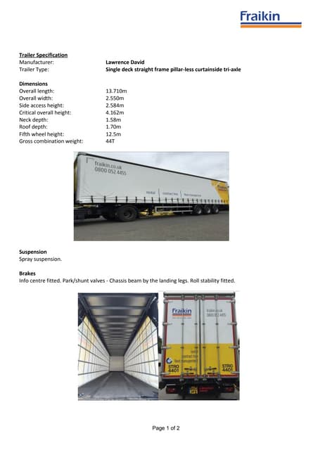 Cartwright Double Deck Trailer Spec | DOC | Auto Type | Automotive