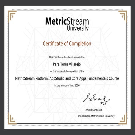Pere_Certificate_MetricStream | PPT