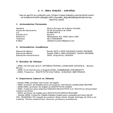 CV in Spanish and English | DOC