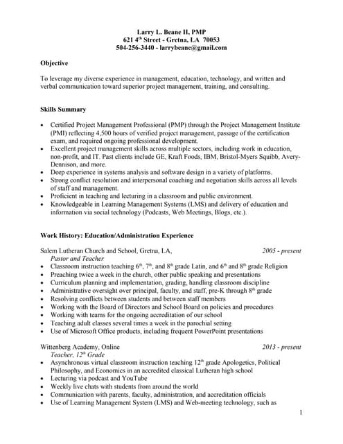 Larry Beane, Pmp presentations