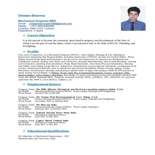 Chetan Sharma - Mechanical Engineer | DOCX