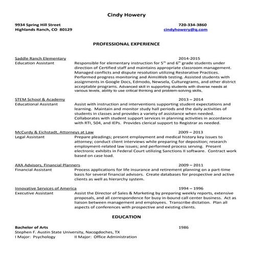 cindy resume 2015 | PDF