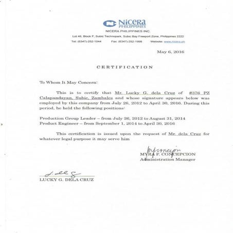 Certificate of Employment NPI | PDF