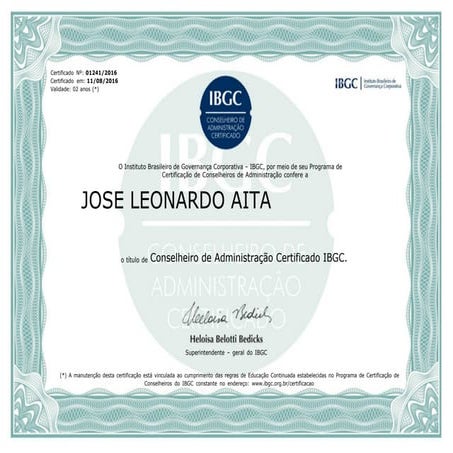 Board Member Certification IBGC | PDF