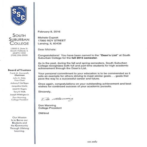 South Suburban College Dean's List | PDF
