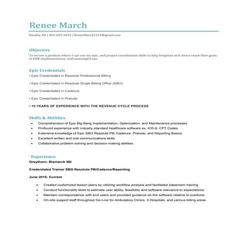 Renee march resume 1 | PDF