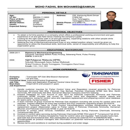 Mohd Fadhil - Resume | PDF