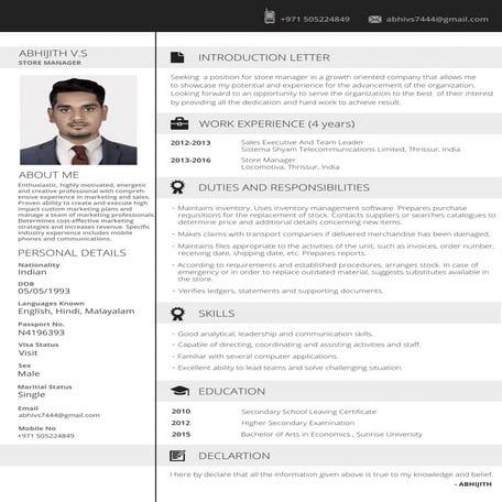 ABI@STORE MANAGER CV | PDF