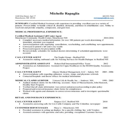 Resume for Michelle Rapaglia | PDF