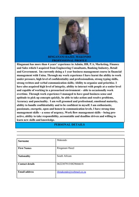 Philani Kweyama's CV | PDF