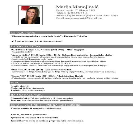 CVMarijaManojlovic | PDF