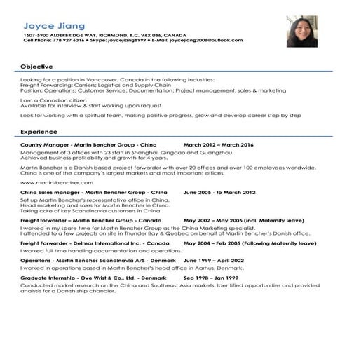 joyce jiang CV Vancouver | PDF