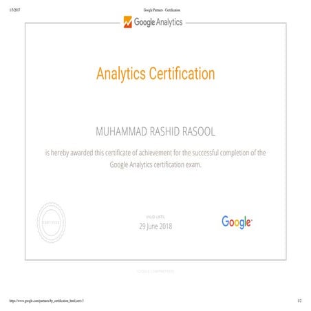 Google Partners - Analytics Certification | PDF