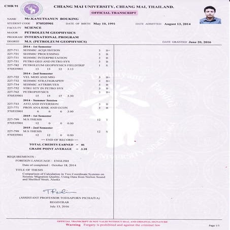 M.S.Transcript | PDF