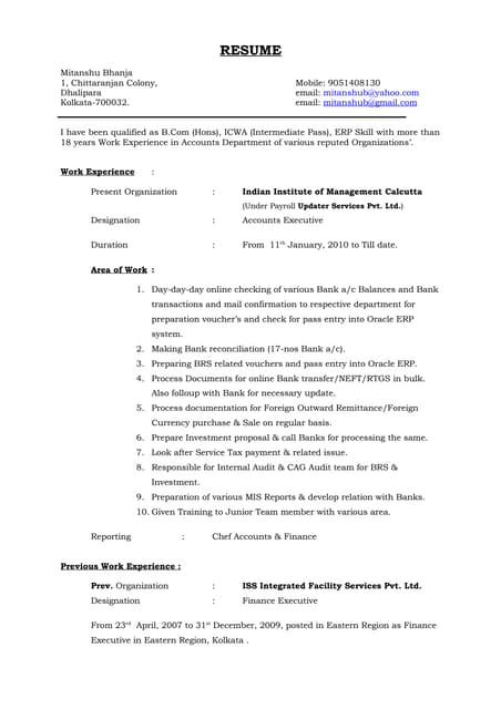 Revised Dinesh Resume | DOC | Business Accounting & Finance | Business