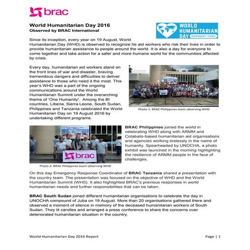 World Humanitarian Day 25-9-2016 | PDF