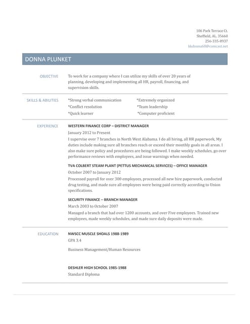 Mary Denise Gray Resume | PDF