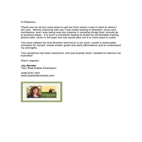 Testimonial from Joy Bender from Sereno Group - Matt Votisek ...